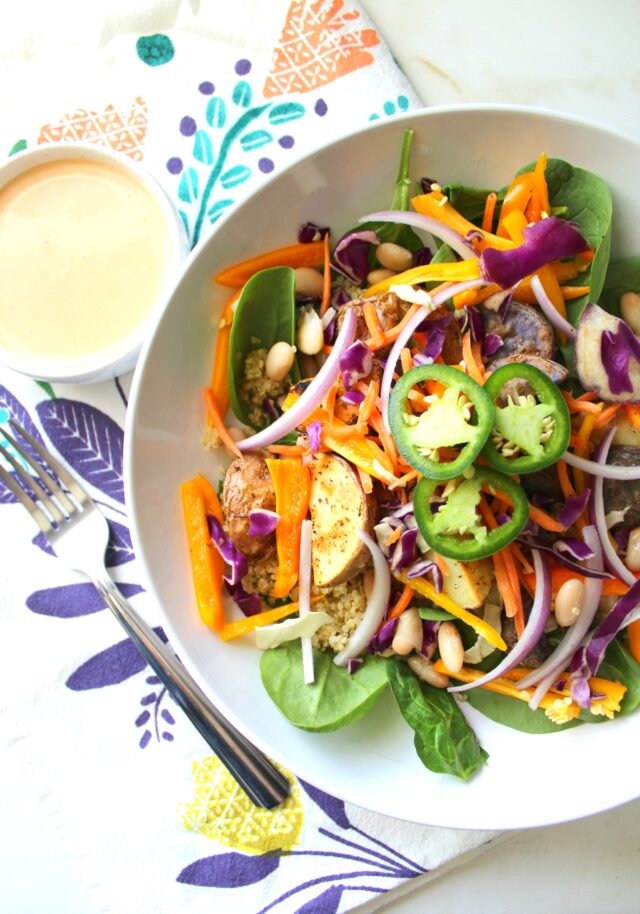 Rainbow Buddha Bowl with Tahini Dressing - This Savory Vegan