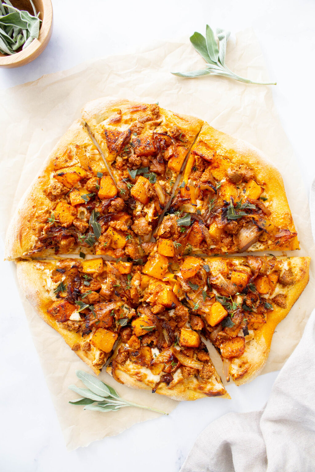 Vegan Butternut Squash and Sausage Pizza - This Savory Vegan
