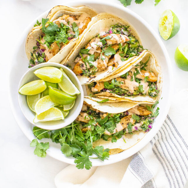 Vegan Lemon Pepper Chicken Tacos - This Savory Vegan