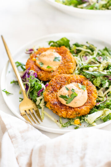 Crispy Chickpea Corn Patties - This Savory Vegan