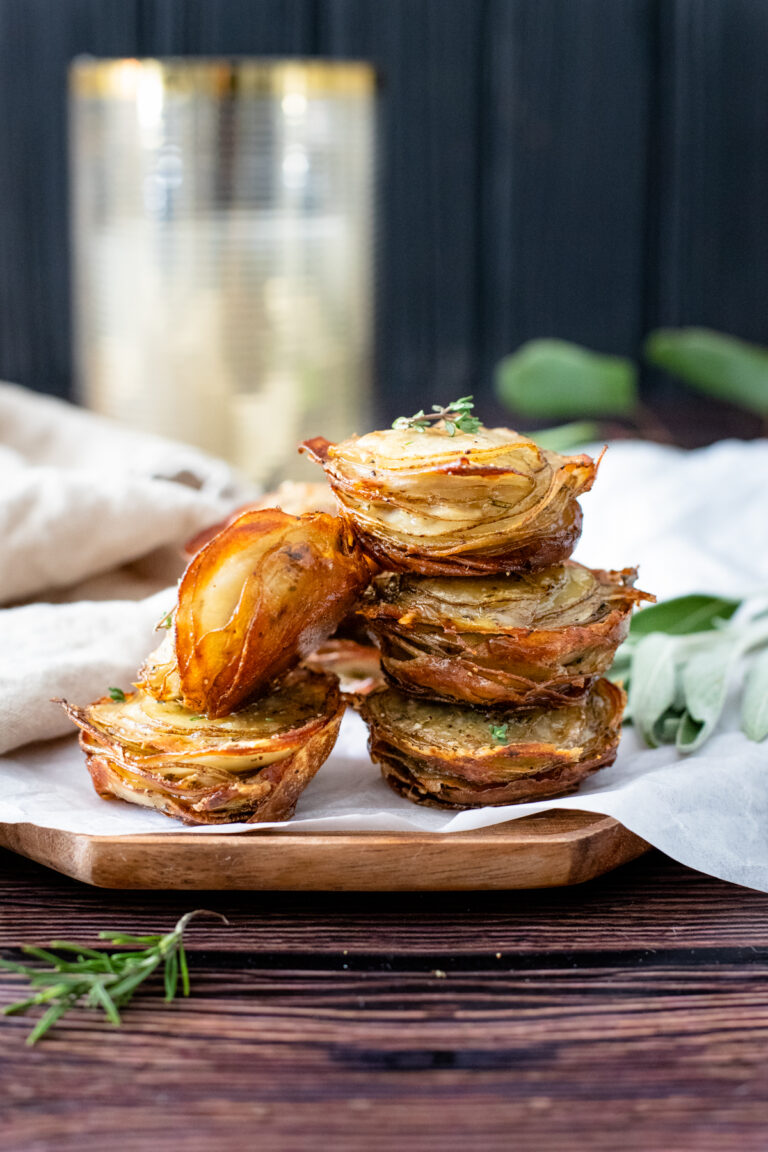 Crispy Herb Potato Stacks - This Savory Vegan