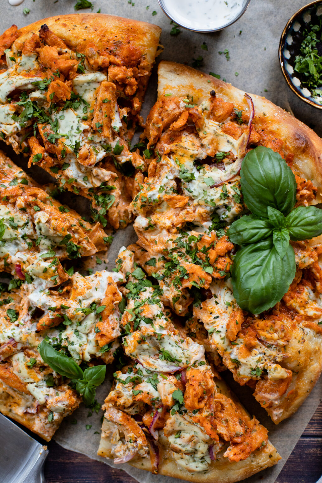 Buffalo Soy Curl Pizza - This Savory Vegan