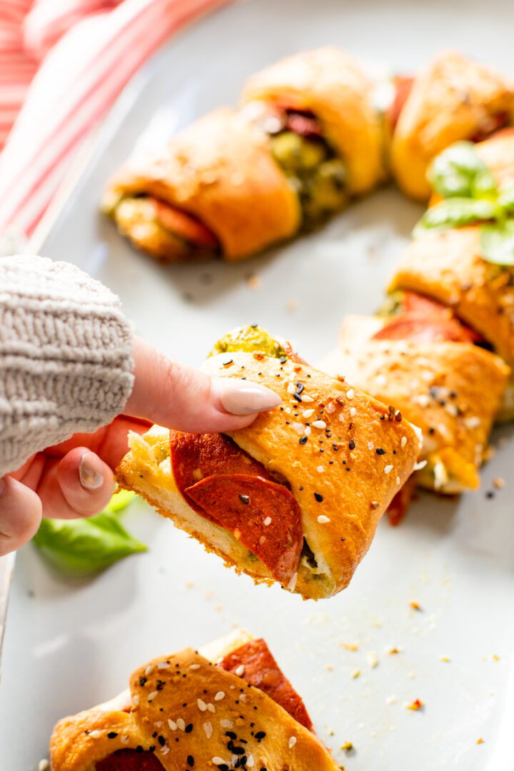 Candy Cane Pizza Crescent - This Savory Vegan