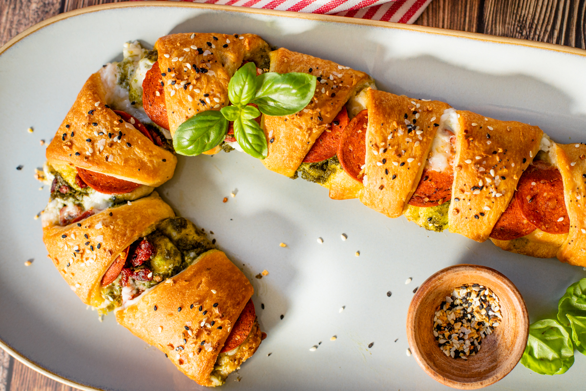 Candy Cane Pizza Crescent - This Savory Vegan