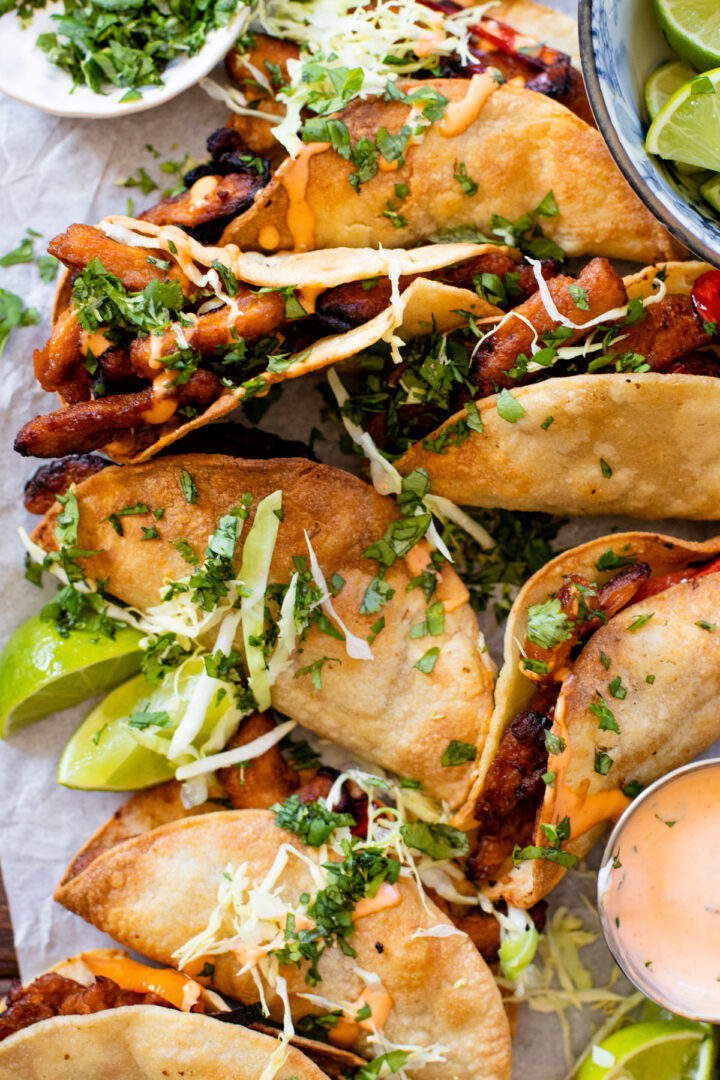 Maple Sriracha Soy Curl Tacos - This Savory Vegan