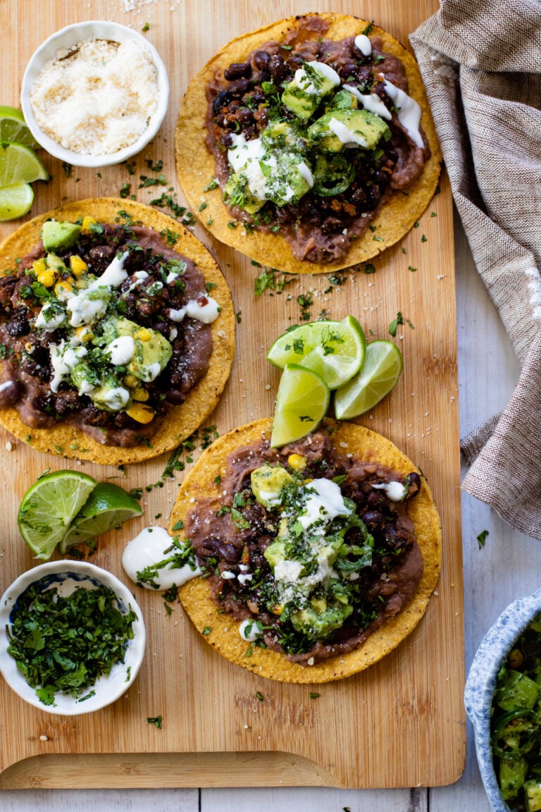 Black Bean Tostadas with Avocado Salsa - This Savory Vegan