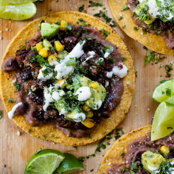 Black Bean Tostadas with Avocado Salsa - This Savory Vegan