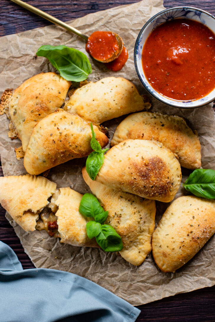 Mediterranean Pizza Pockets - This Savory Vegan