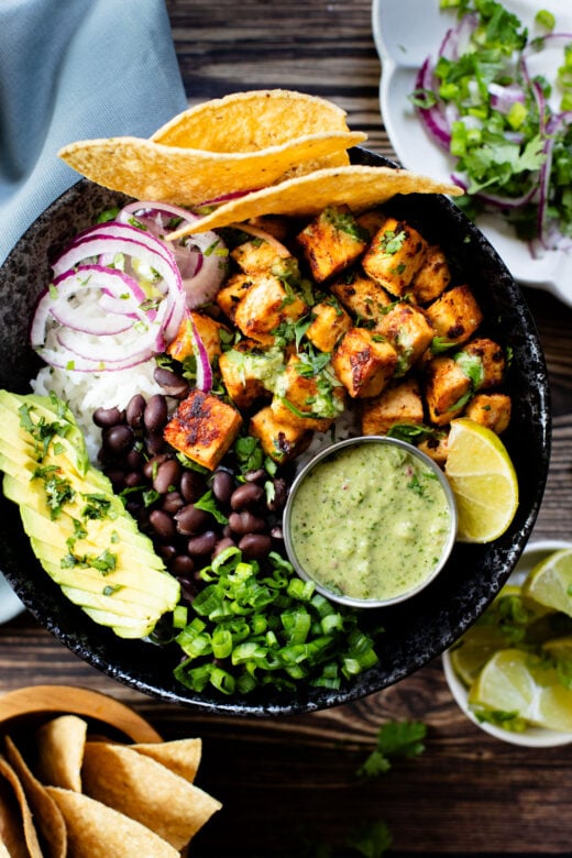 Chipotle Tofu Burrito Bowls - This Savory Vegan