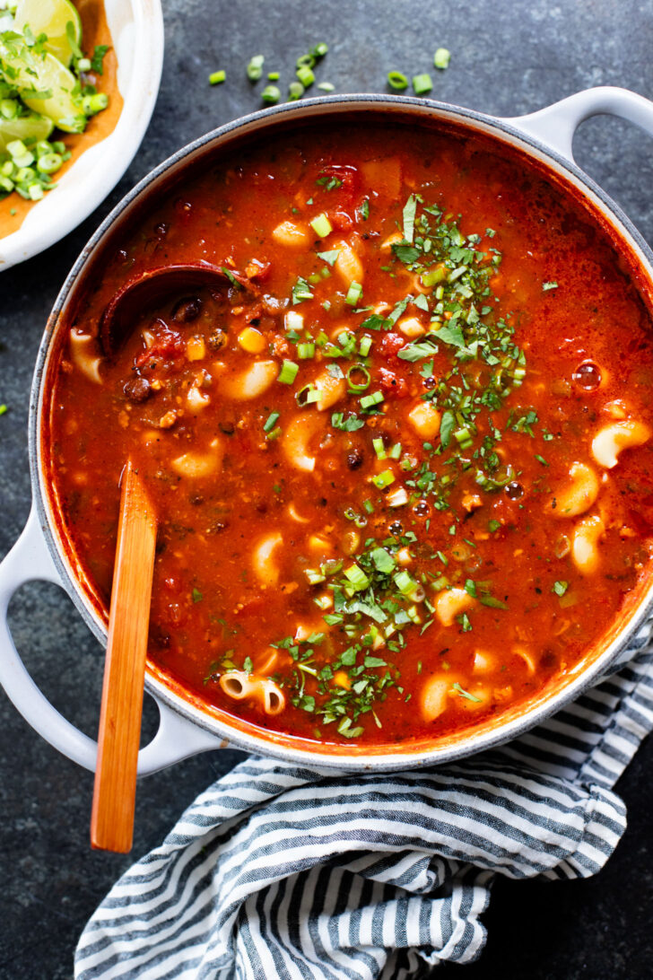 Simple Macaroni Taco Soup - This Savory Vegan