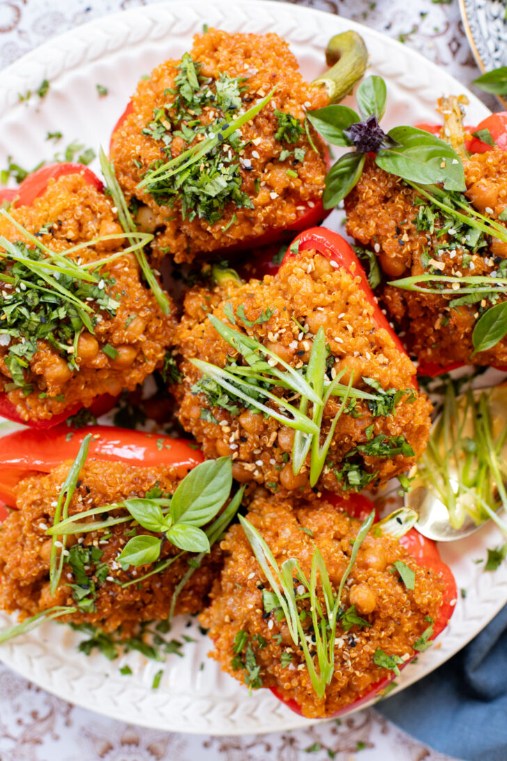 Red Curry Quinoa Stuffed Peppers - This Savory Vegan