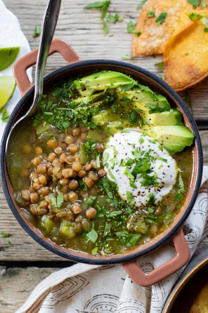 Salsa Verde Lentil Soup - This Savory Vegan