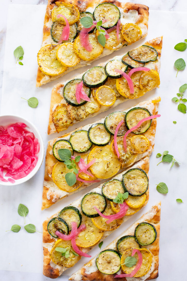 Cheesy Zucchini Flatbread - This Savory Vegan