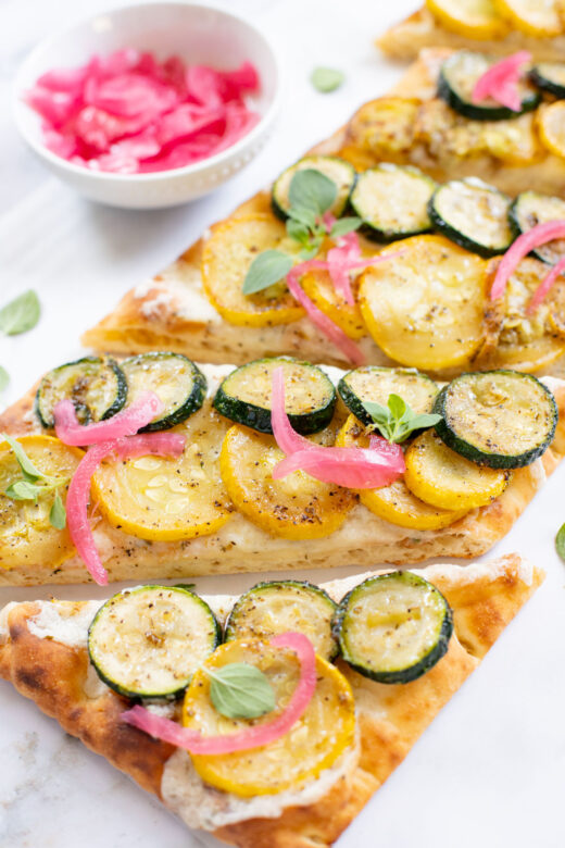 Cheesy Zucchini Flatbread - This Savory Vegan